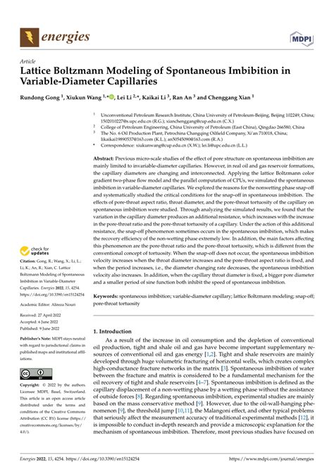 Pdf Lattice Boltzmann Modeling Of Spontaneous Imbibition In Variable