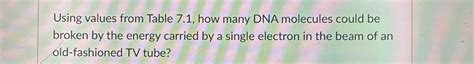 Solved Using Values From Table 71 ﻿how Many Dna Molecules