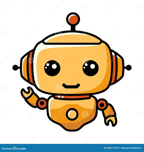 Cute Kawaii Robot Character Friendly Chat Bot Assistant For Online Applications Stock Vector