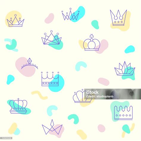 크라운 왕 여왕 보석 로고 사치 로얄 제국주의 헤어 웨어 등을 주제로 한 추상적 인 패턴 공주에 대한 스톡 벡터 아트 및 기타 이미지 Istock