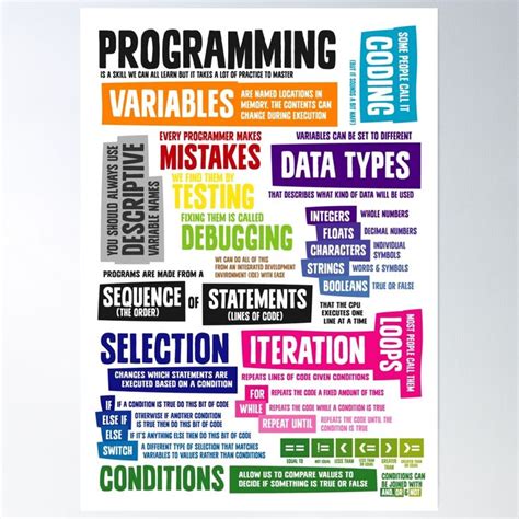 Programming Coding Key Vocabulary Literacy And Definitions Poster For