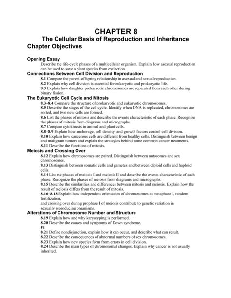 Ch 8 Cell Reproduction And Inheritance
