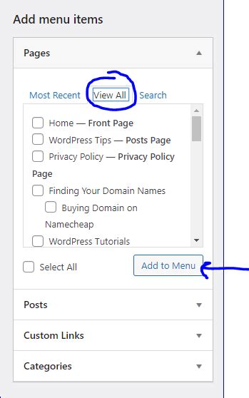 adding a website navigation bar menu wp website wiki