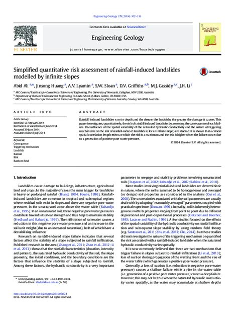 Pdf Simplified Quantitative Risk Assessment Of Rainfall Induced Landslides Modelled By