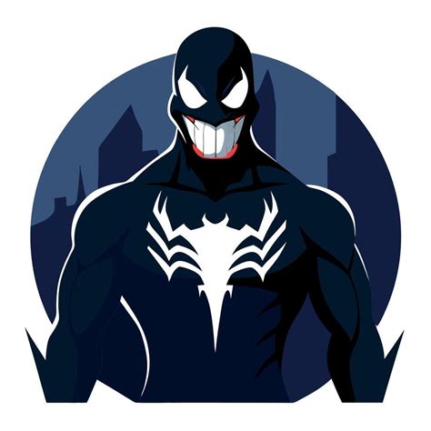 Superhero Character Venom Building Dark Atmoshpere Illustration