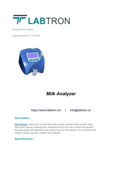 PPT Milk Analyzer PowerPoint Presentation Free Download ID 12769434
