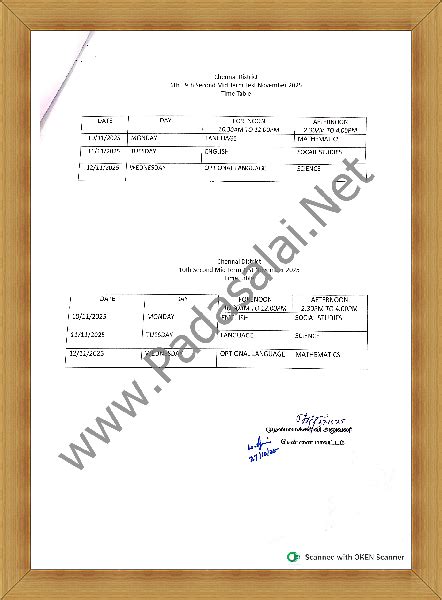9th Standard 2nd Mid Term Exam Time Table 2025 Chennai District