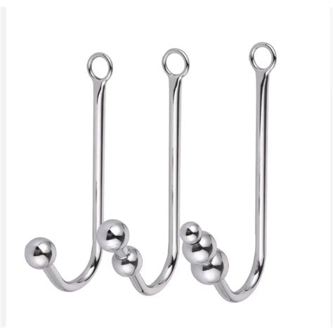 Stainless Steel Anal Beads With Beaded Hook Design For