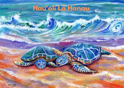 Hawaiian Birthday Card Printable Pdf 5x7 Two Sea Turtles Hugging