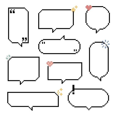 Collection Set Of Retro Game 8bit Pixel Speech Bubble Balloon Black And White Color 44994057