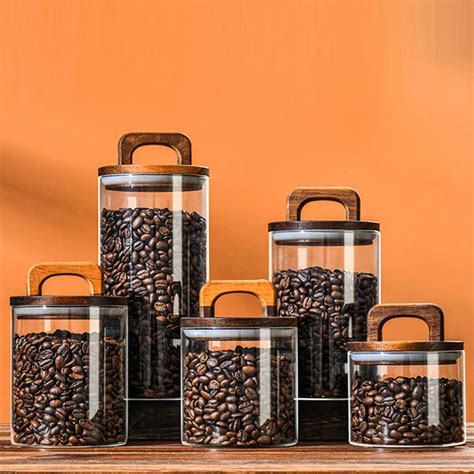 Glass Airtight Jars With Lids Coffee Bean Jars Food Grade Storage Jars