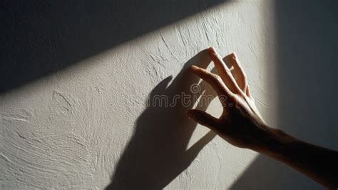 Hand Casting A Dramatic Shadow On Textured Wall In Strong Sunlight