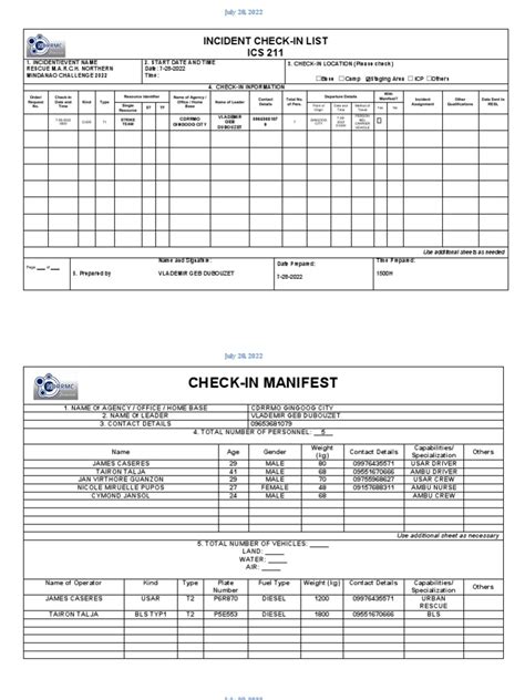 Ics 211 Mobile Pdf Vehicles Transport