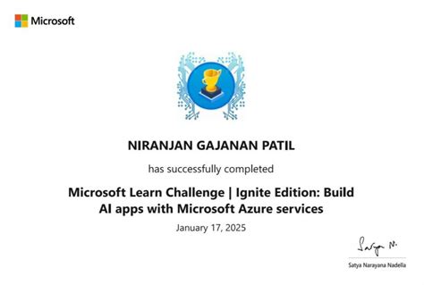 Niranjan Patil On Linkedin Achievementunlocked Microsoftlearn Ai Cloudcomputing