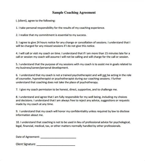 Coaching Contract Template Word Printable Word Searches