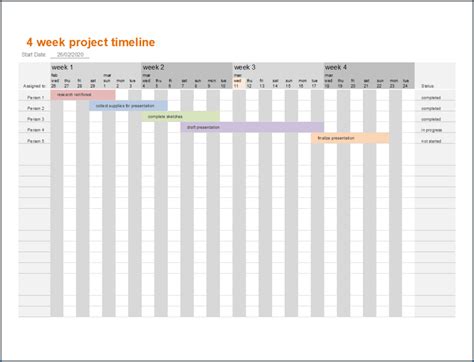 Simple Project Timeline Template Excel