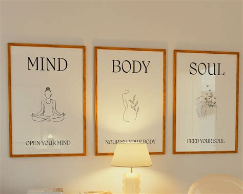 Mind Body Soul Set Of 3 Aura Poster Living Room Poster Positive