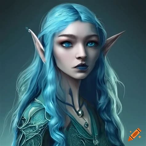 Blue Skinned Elf With Intricate Elven Features And Long Hair On Craiyon