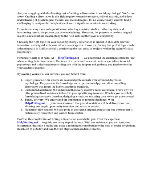 Dissertation Ideas For Social Psychology Download Free Pdf