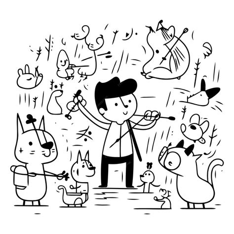 Premium Vector Vector Illustration Of Cartoon Characters Cute Doodle Style