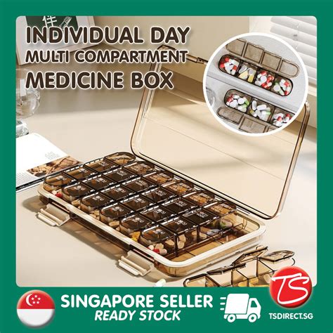 Sg Seller Compartment Individual Minimalist Portable Medicine Box