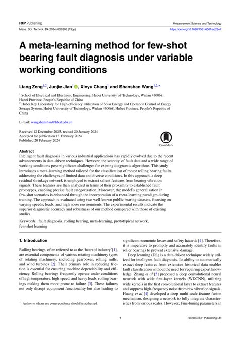 a meta learning method for few shot bearing fault diagnosis under