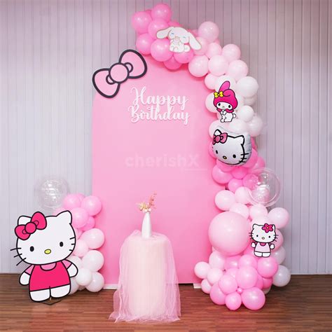 Hello Kitty Pink Balloon Birthday Decor With Themed Cutouts Chennai