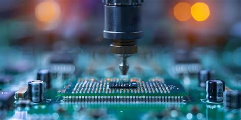 Robot Arm Assembling Circuit Boards In Hightech Electronics