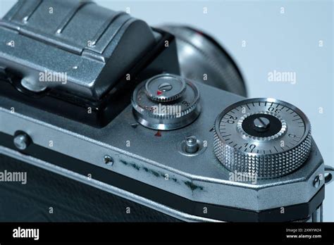 Close Up Of The Exposure Time Wheel And Film Advance On An Old Slr