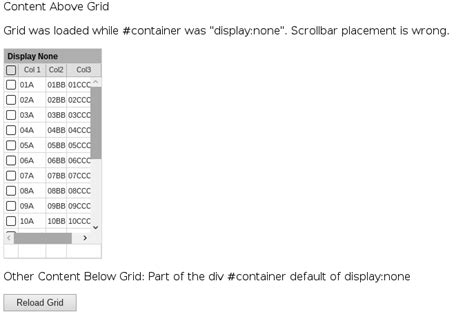 Free Jqgrid Grid Content Loaded While Display None The Vertical