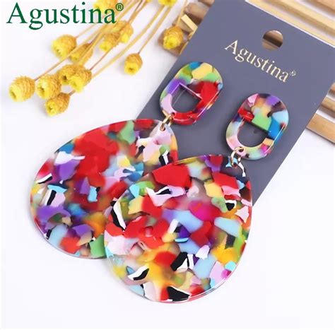 Pierced Cutout Top 3 Gold And Red Multi Colored Dangle Teardrop