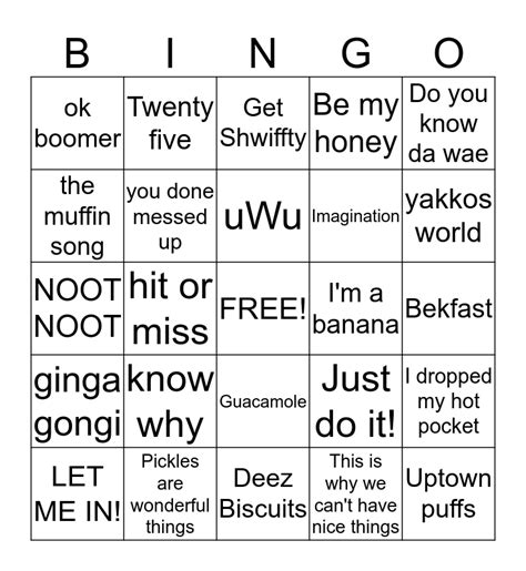 Meme Bingo Card