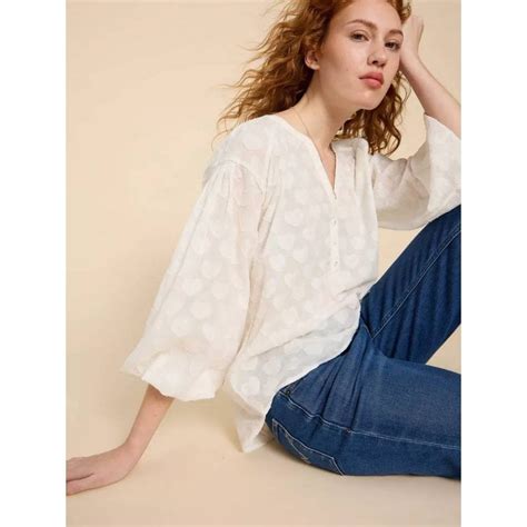 White Stuff Josie Heart Jacquard Top Womens Tops And T Shirts Oandc Butcher