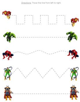 Line Tracing Marvel Superheroes By Alexandra Felice Tpt