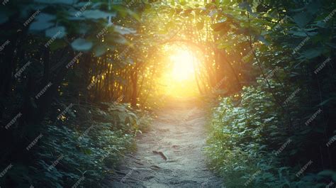 Un Camino A Través De Un Bosque Que Se Abre En Un Claro Iluminado Por