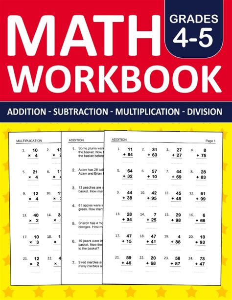 Math Workbook Grades 4 5 Addition Subtraction Multiplication And