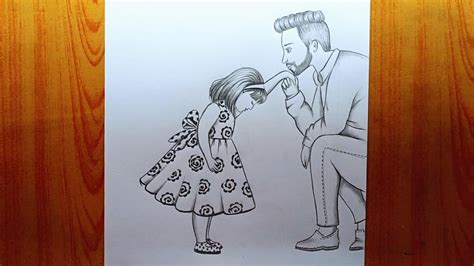 How To Draw A Father Love Daughter Pencil Sketch Beginner Drawings