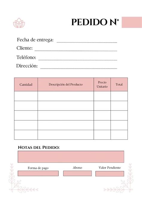 Notas De Pedidos Factura Diseño Inspiración Para Negocio