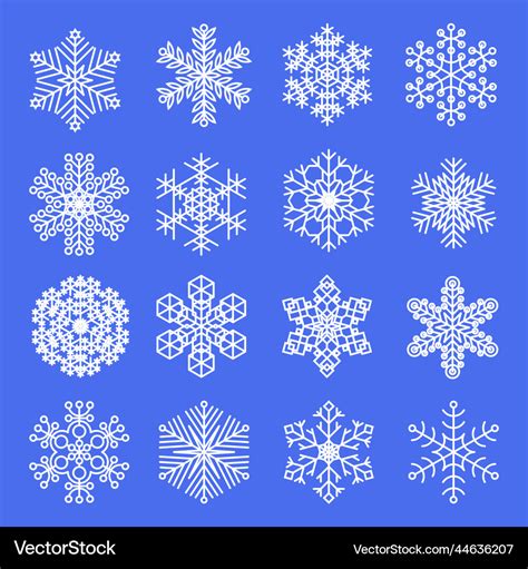 Snowflake Set Royalty Free Vector Image VectorStock