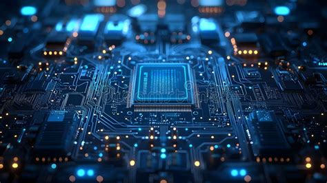 Ai Circuit Board With Processor And Semiconductor Elements Stock Illustration Illustration Of