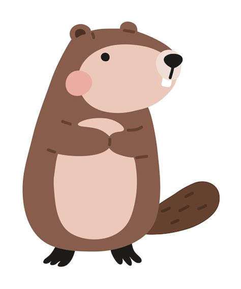 Premium Vector A Cartoon Drawing Of A Beaver With A Brown Face And A Brown Face