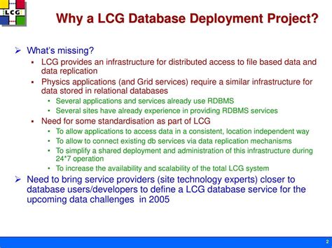 lcg distributed deployment of databases a project proposal ppt download