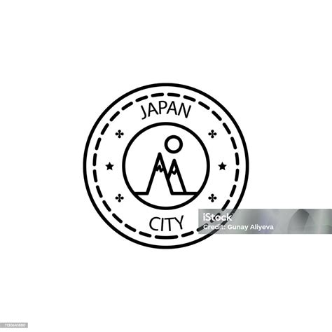 여권 스탬프 비자 일본 일본 도시 아이콘입니다 모바일 개념 및 웹 애플 리 케이 션 아이콘에 대 한 여권 스탬프의 요소입니다 웹사이트 디자인 및 개발에 대 한 얇은 라인