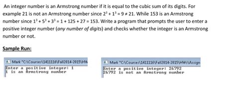 solved an integer number is an armstrong number if it is