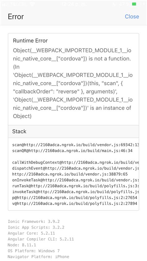 Im Having The Following Error With My Ionic Application When Working