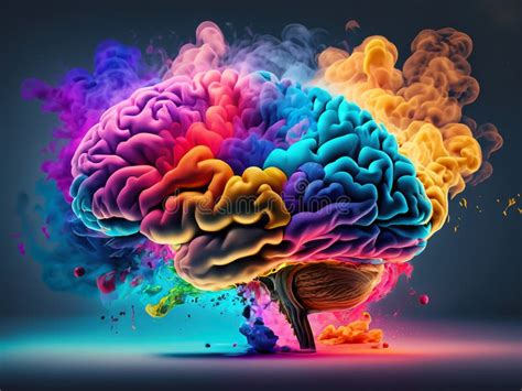 Concept Art Of A Human Brain Exploding With Knowledge And Creativity Stock Illustration