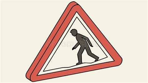 Triangular Pedestrian Crossing Warning Sign Hand Drawn Vector Illustration Vector Design