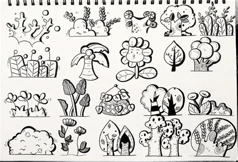 简笔画大全花草树木碳素笔 简笔画大全花草树木碳素笔图片 画趣文库（我爱生活）