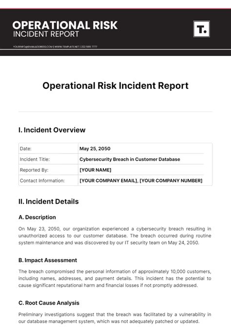 Free Operational Risk Incident Report Template To Edit Online
