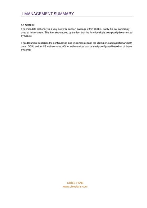 Obiee Metadata Dictionary